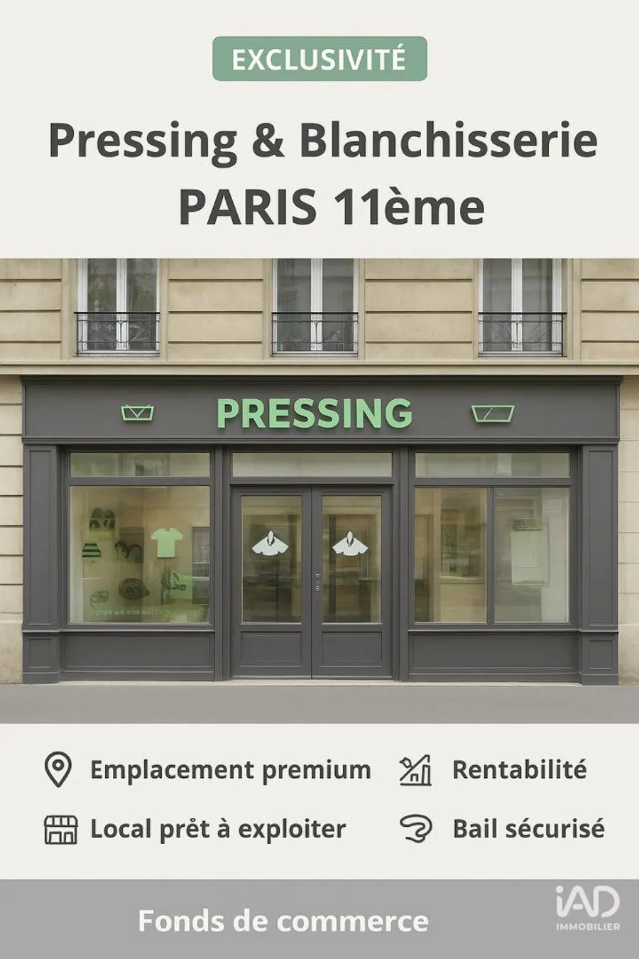 Vente boutique/local commercial 112 m² à PARIS (75011) - 1887164 - iad