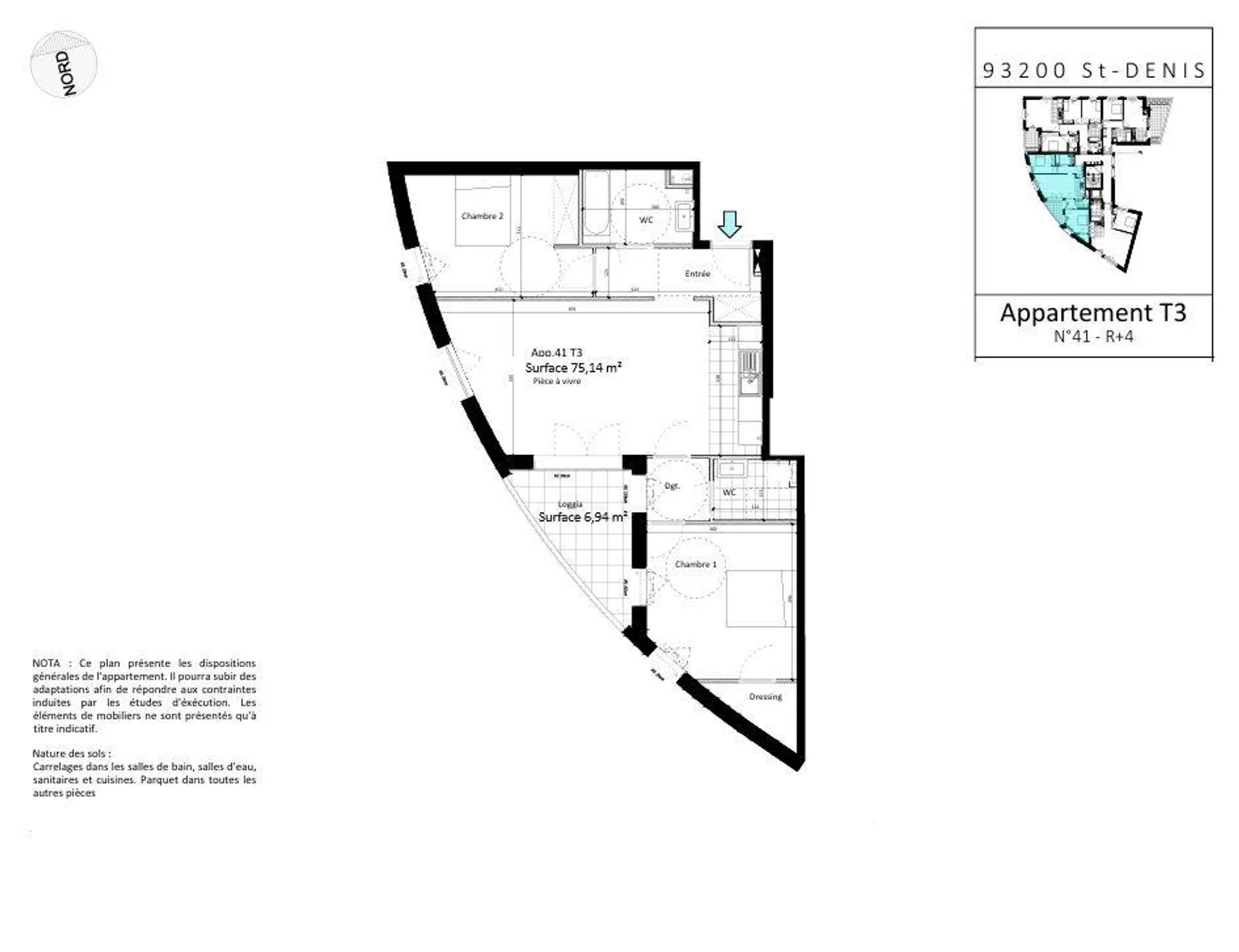 Vente appartement à SAINT-DENIS (93200) : appartement 3 pièces 75 m² ...